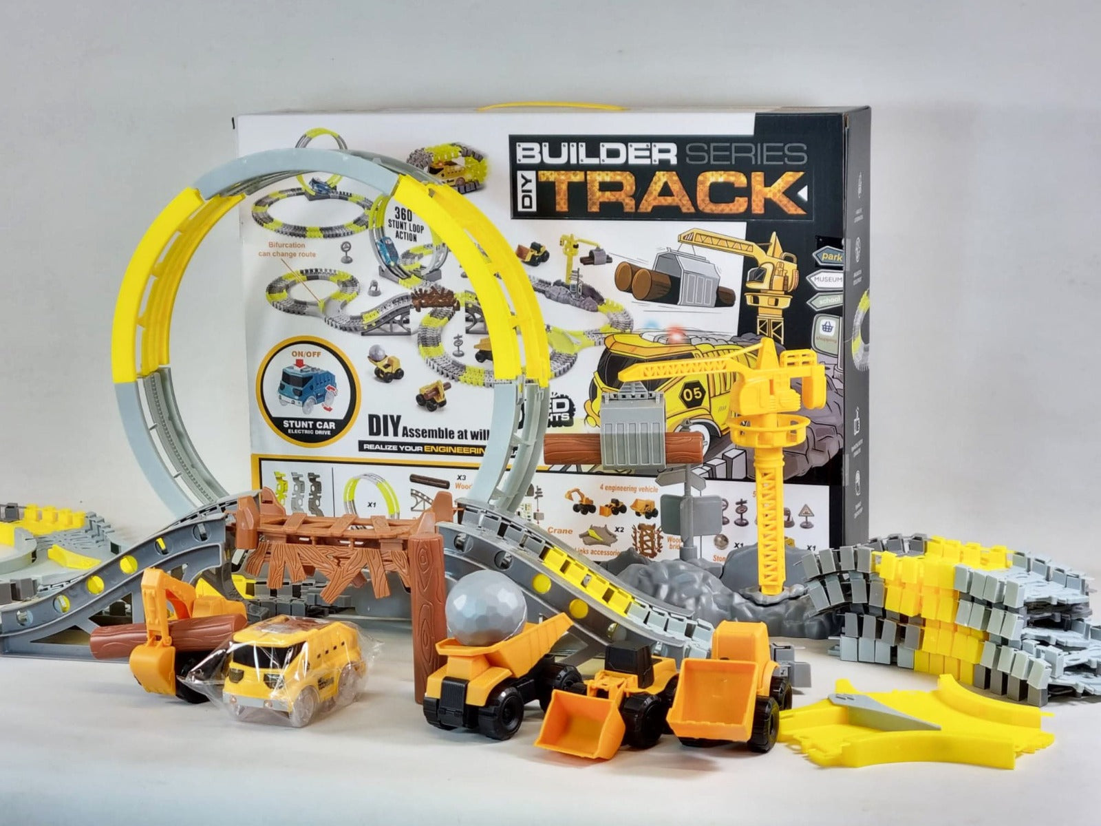 remote control RC Builder Playset slot car loop stunt track rail car t ...